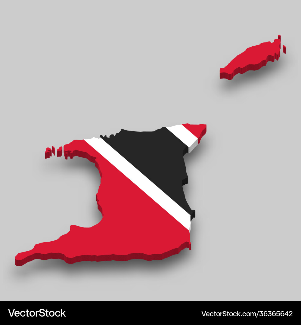 3d isometric map trinidad and tobago Royalty Free Vector
