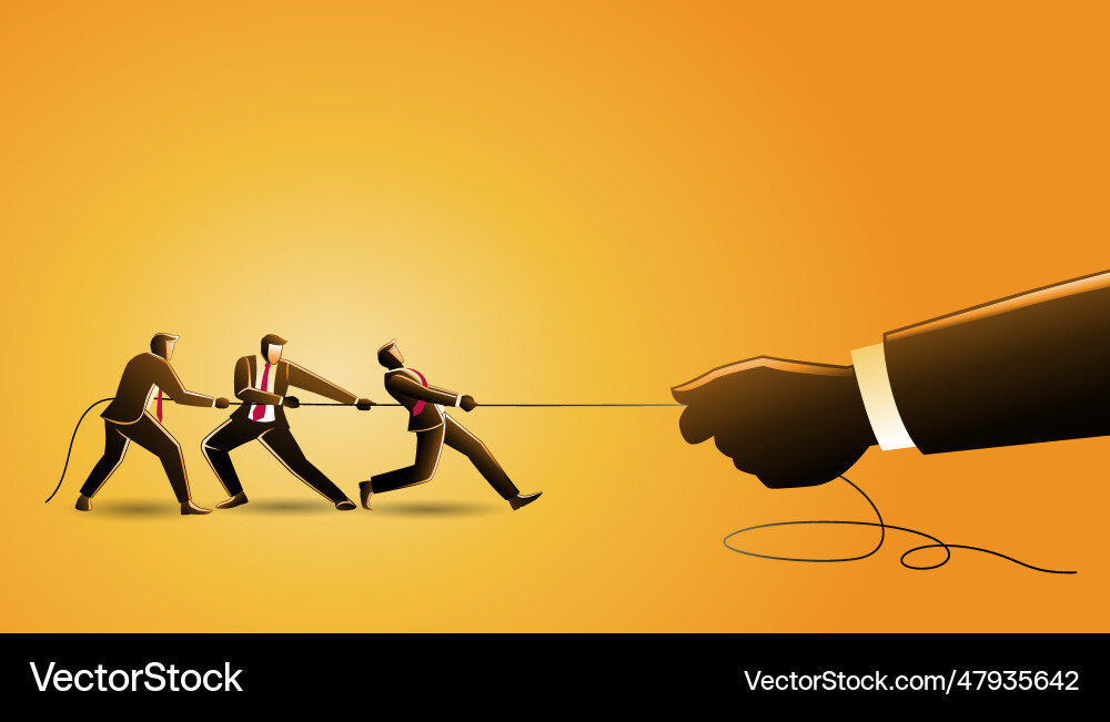 Business concept group of businessman pulling Vector Image