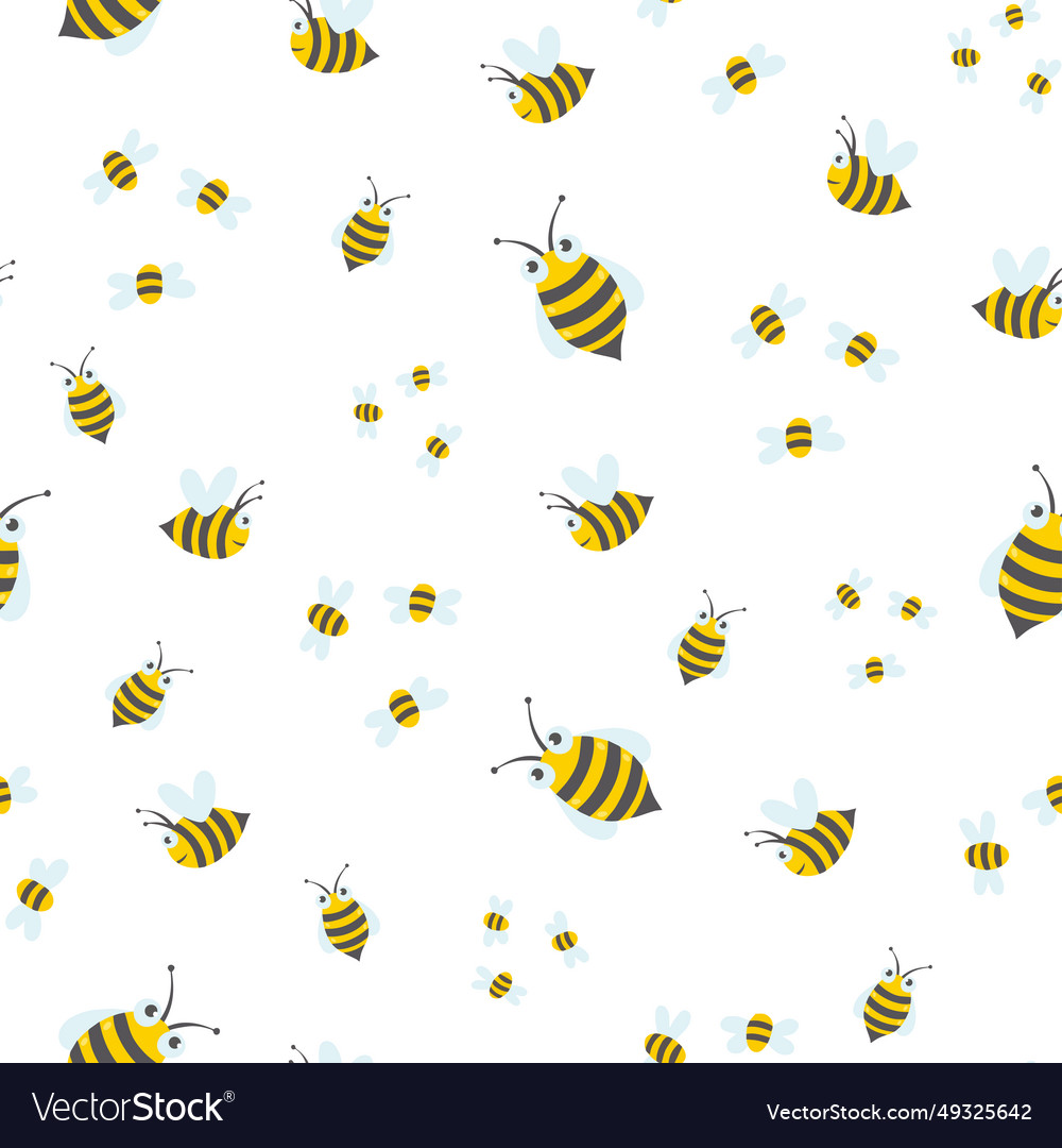 Cute bees seamless pattern background Royalty Free Vector