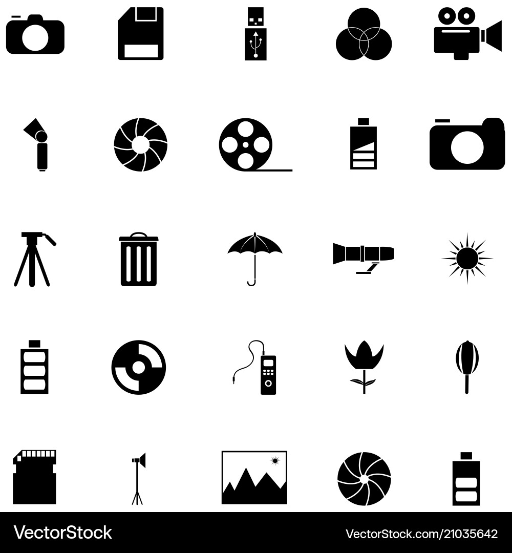Photographic equipment icon set Royalty Free Vector Image