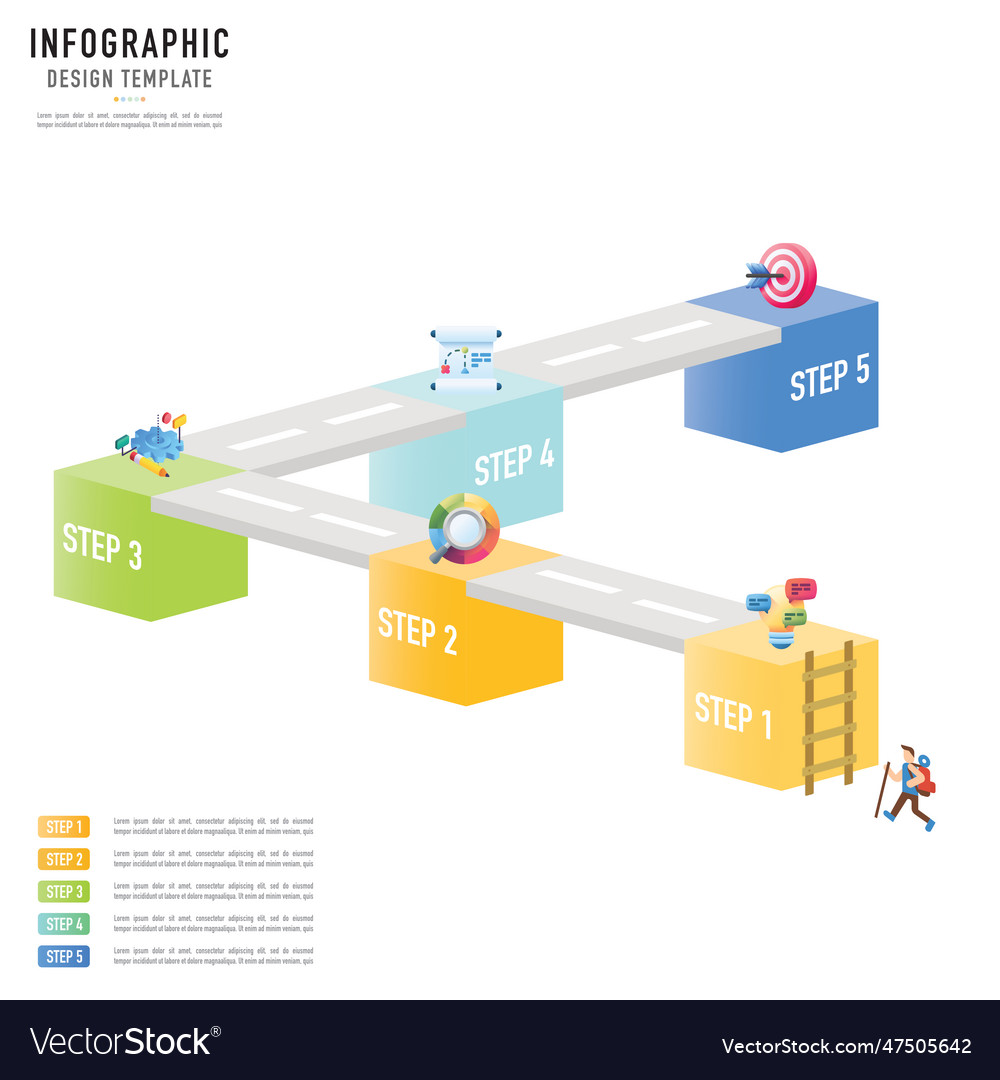 Rectangular isometric roadmap infographic Vector Image