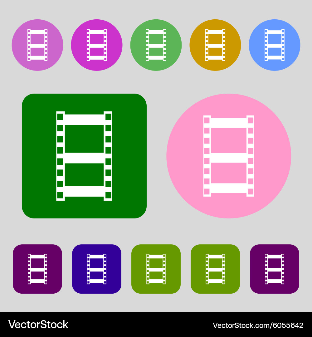 Video sign icon frame symbol 12 colored buttons Vector Image