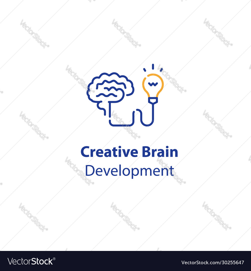 Brain and light-bulb creativity development Vector Image