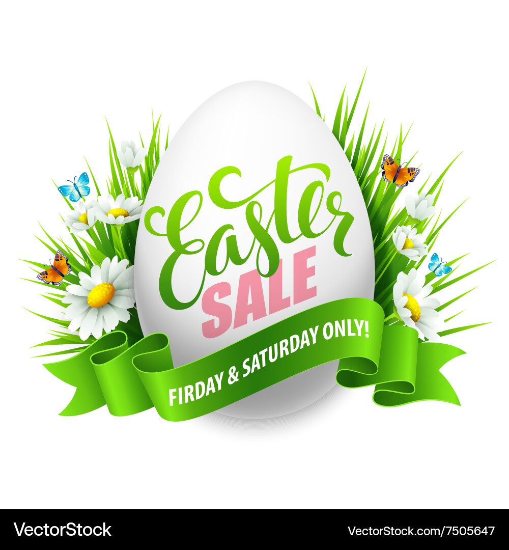Easter sale background with eggs and spring flower