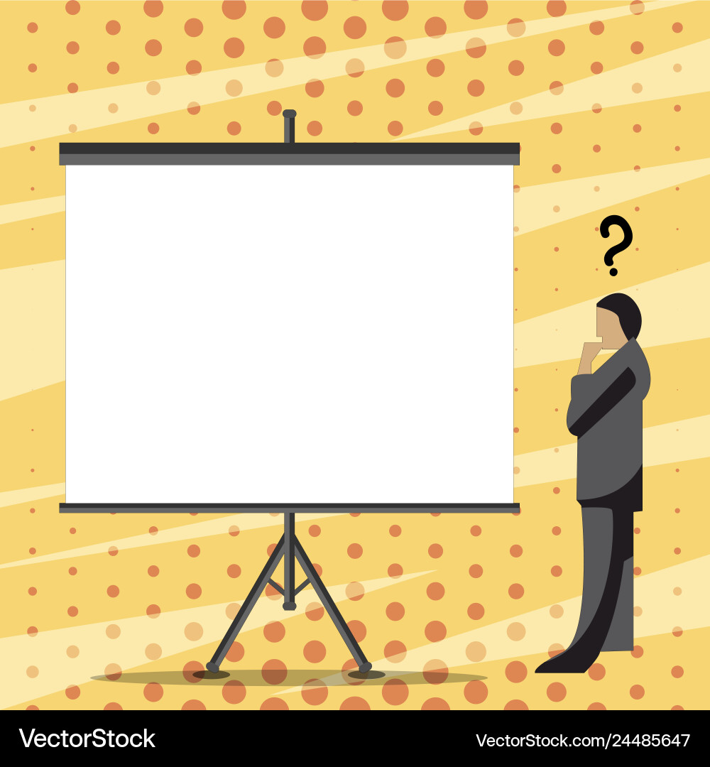 Man in suit standing with question mark above his Vector Image