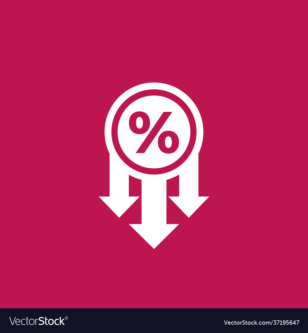 Profit decrease falling rates icon Royalty Free Vector Image