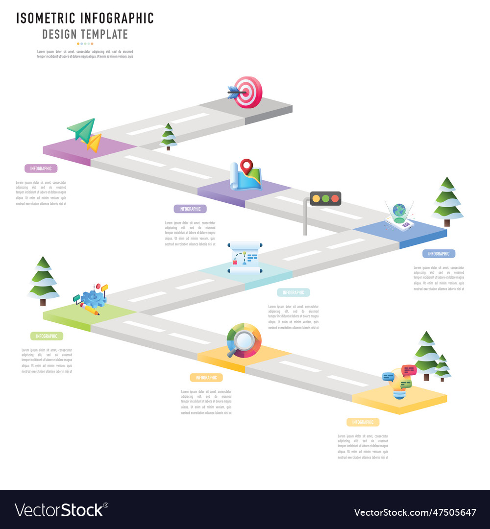 Rectangular isometric roadmap infographic Vector Image