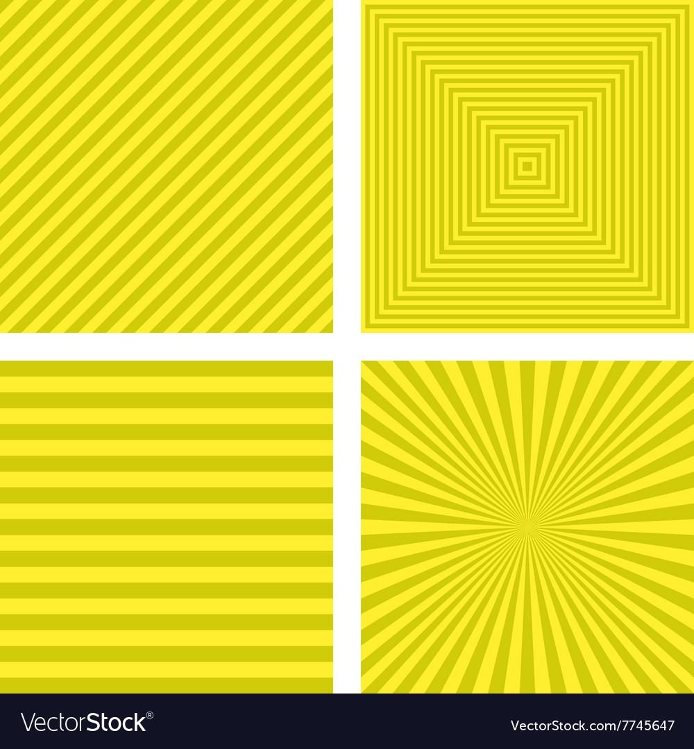Simple yellow striped pattern background set Vector Image