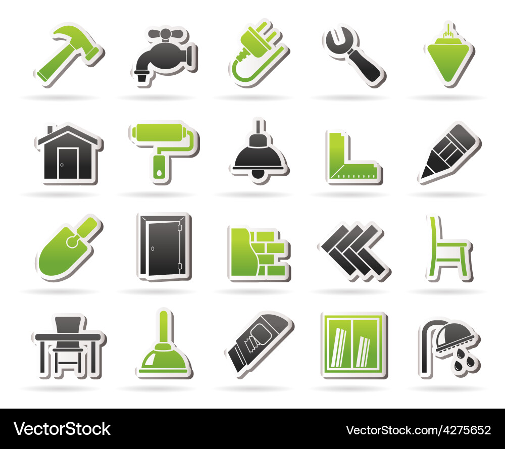 Building and home renovation icons Royalty Free Vector Image