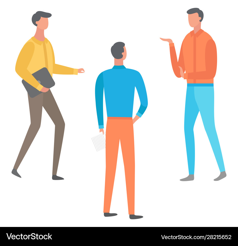 Cartoon male characters discussing business issues