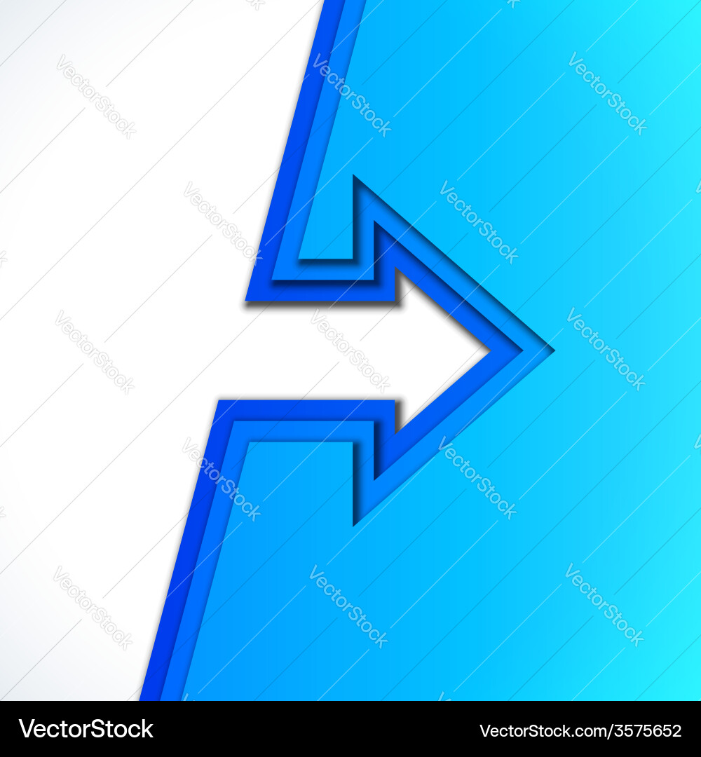 Colorful arrow with blue cut paper layers Vector Image
