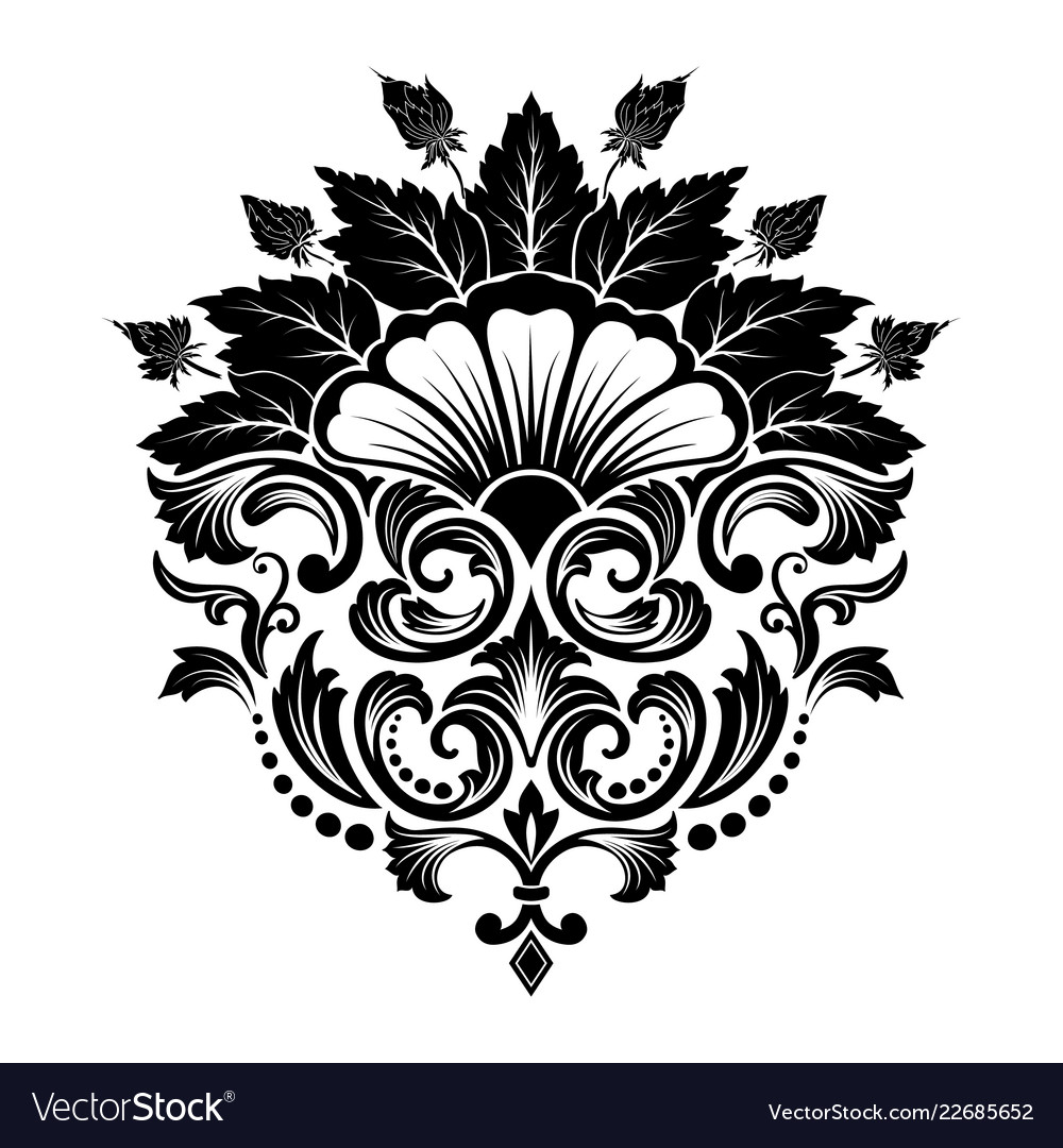 Damask element isolated central Royalty Free Vector Image