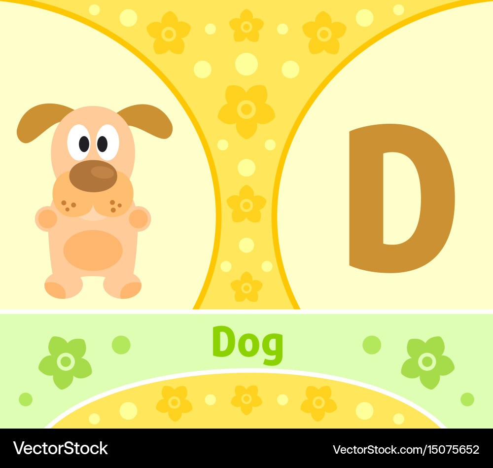 English alphabet with dog Royalty Free Vector Image