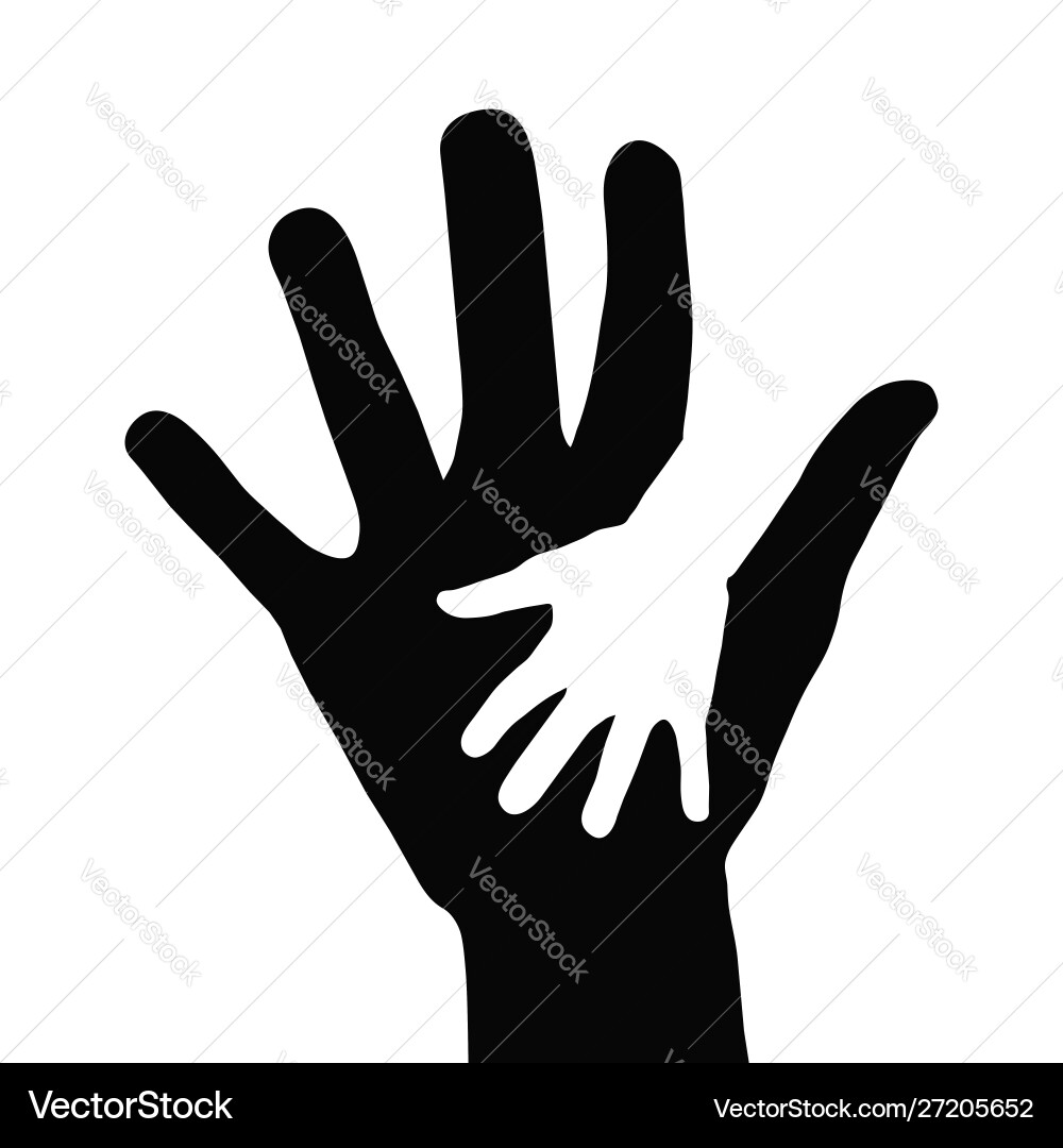 Helping hands concept parent and baby icon Vector Image