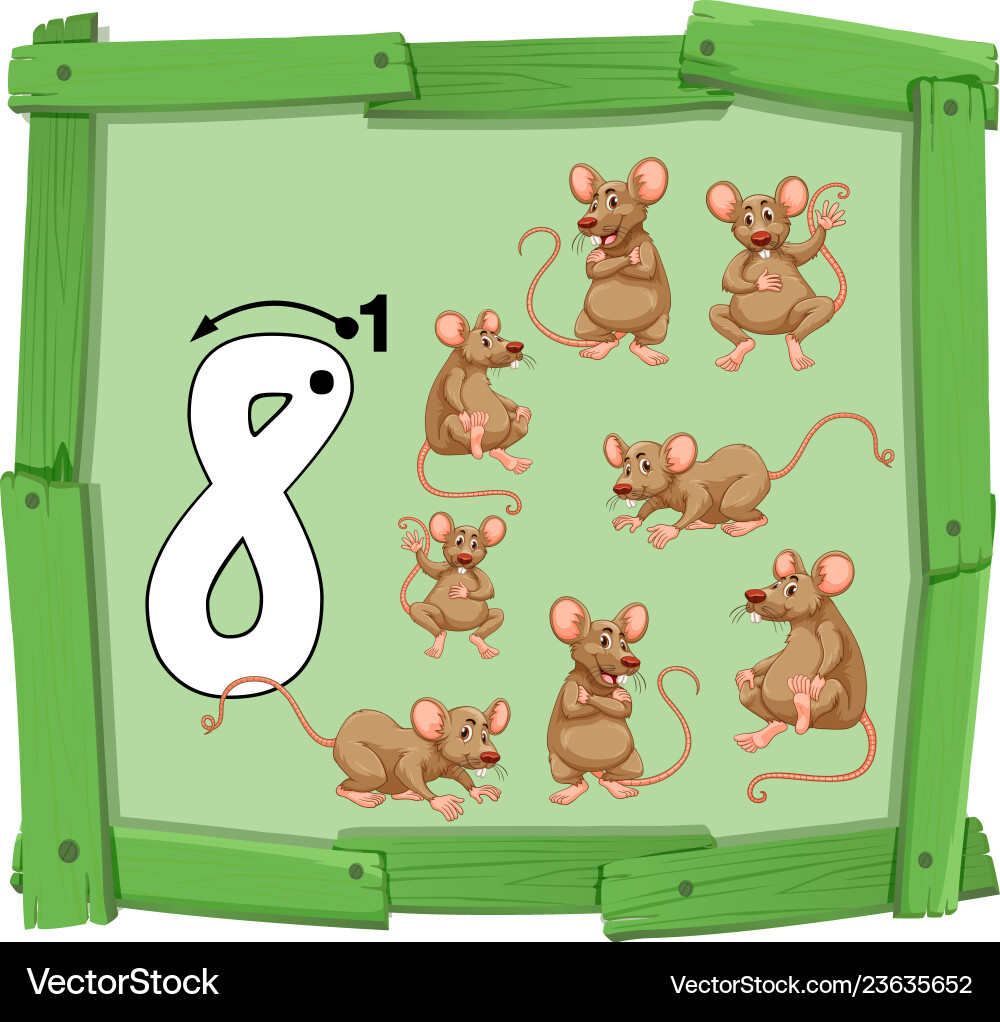 Number eight on wooden banner Royalty Free Vector Image