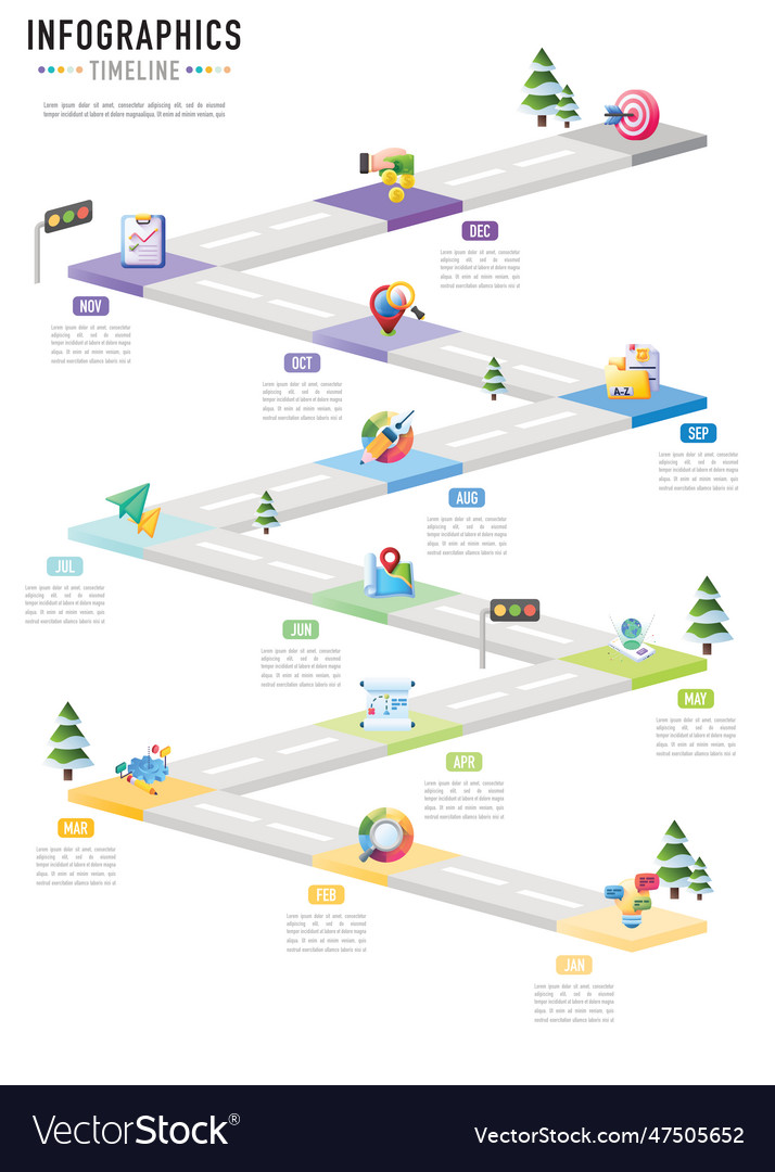 Roadmap isometric timeline infographic Royalty Free Vector