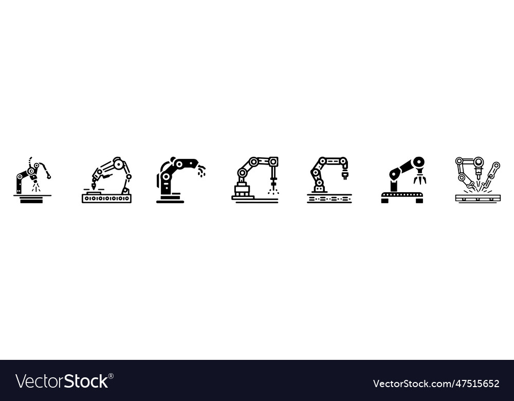Robotic hand manipulator silhouette symbol icon Vector Image