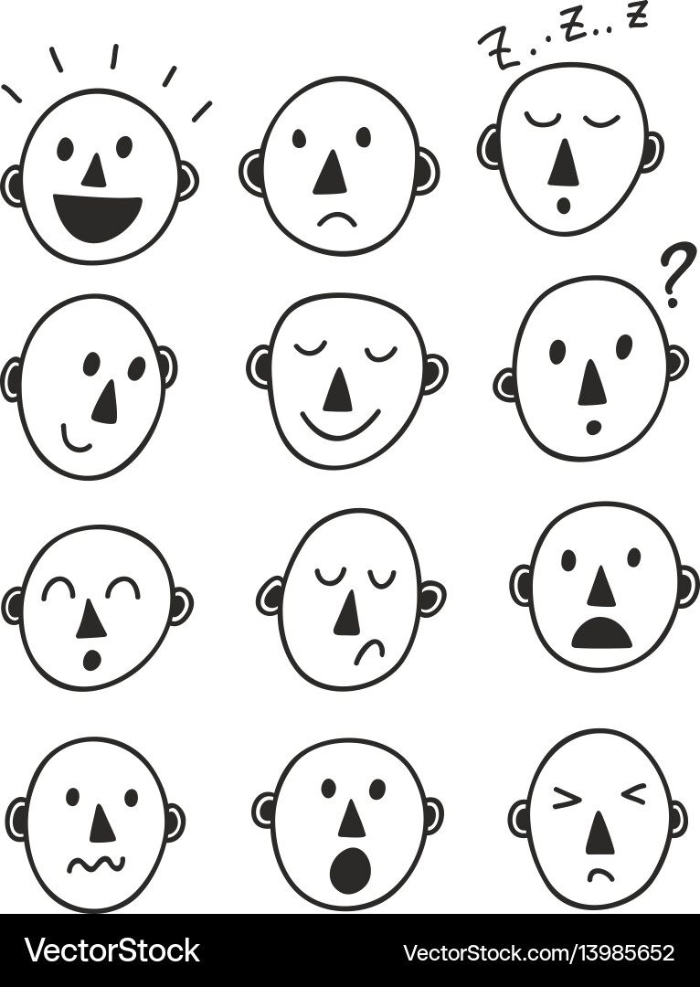 Set of funny cartoon faces Royalty Free Vector Image
