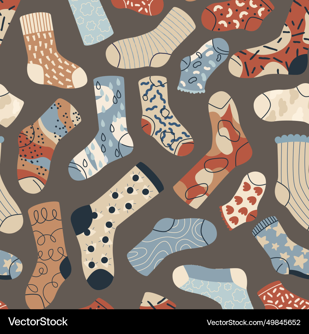 Socks pattern seamless print of cute knitted Vector Image