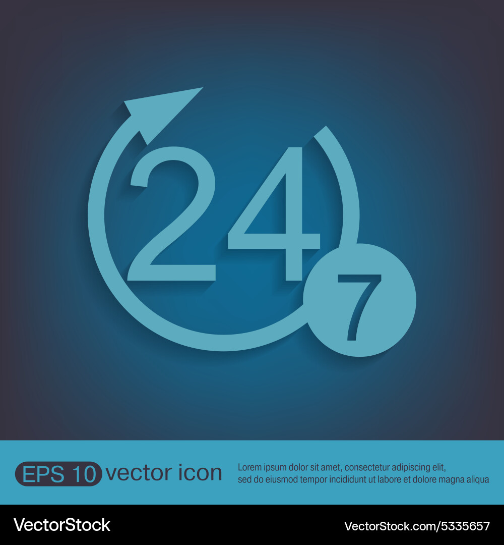 Character 24 7 open 24 hours a day and 7 days Vector Image