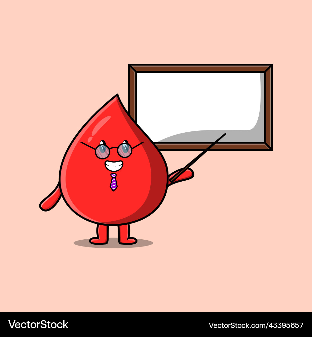 Cute cartoon blood drop teaching with whiteboard Vector Image