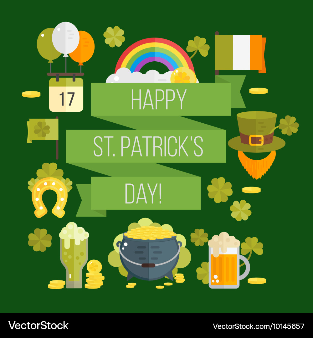 Flat poster for stpatricks day Royalty Free Vector Image