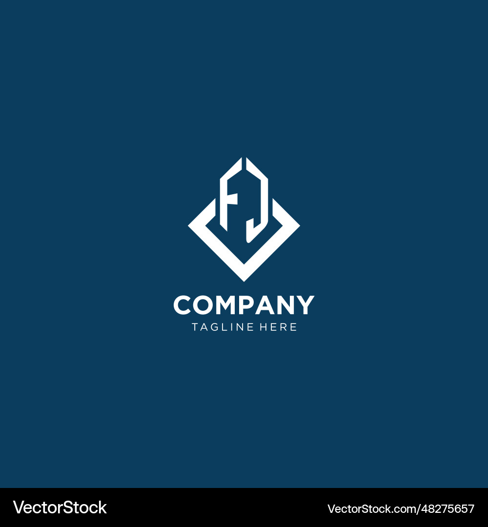 Initial fj logo square rhombus with lines modern Vector Image
