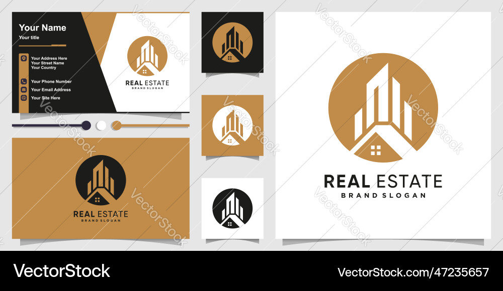 Real estate logo with modern unique style premium Vector Image
