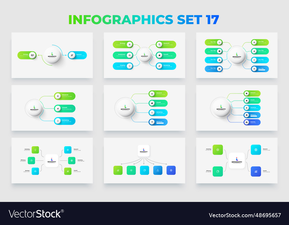 Set of infographic flowcharts diagrams structure Vector Image Set of infographic flowcharts diagrams structure Vector Image