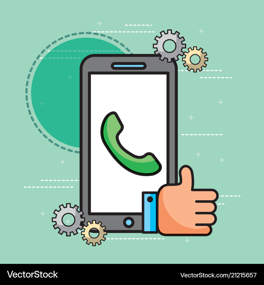 Smartphone telephone hand like customer service Vector Image
