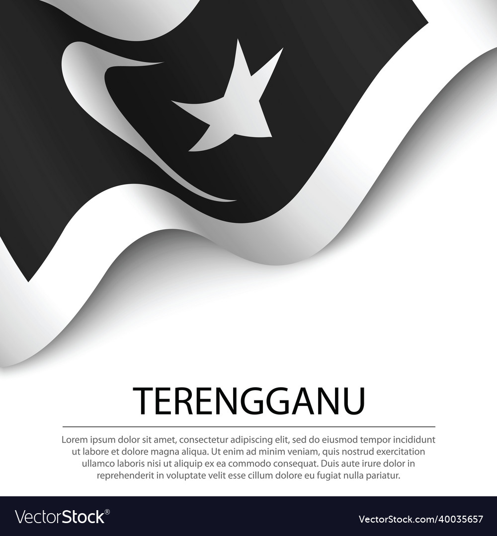 Waving Flag Of Terengganu Is A State Of Malaysia Vector Image
