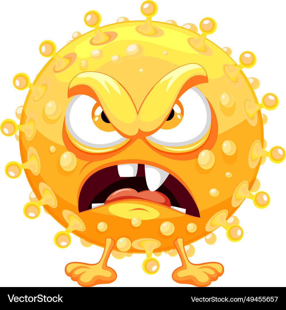 Yellow bacteria germ virus monster cartoon Vector Image