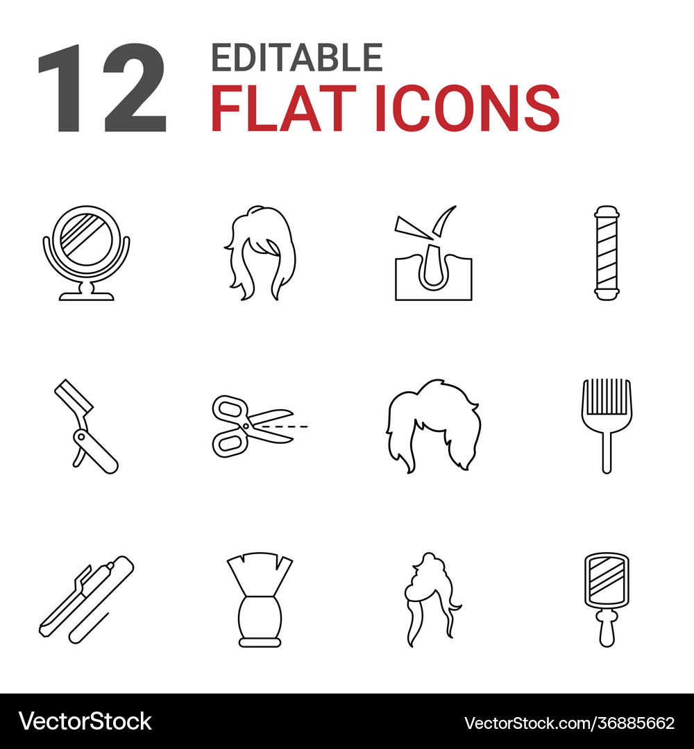 12 hair icons Royalty Free Vector Image - VectorStock