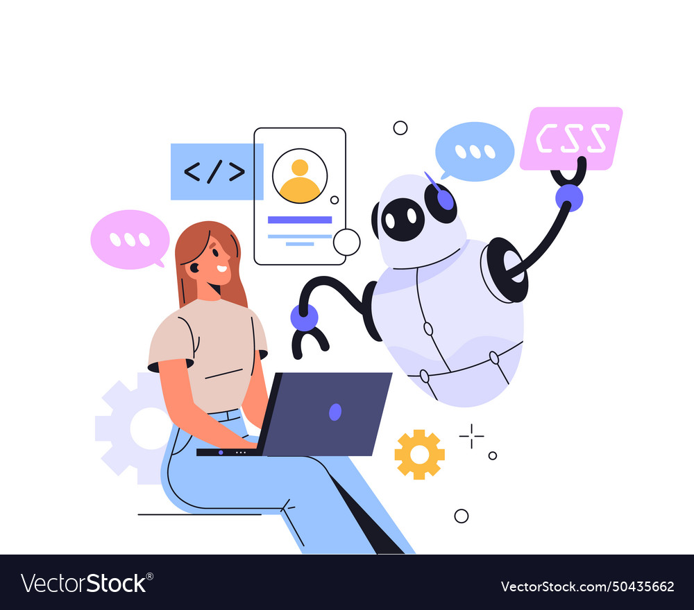 Ai coding helper artificial intelligence Vector Image