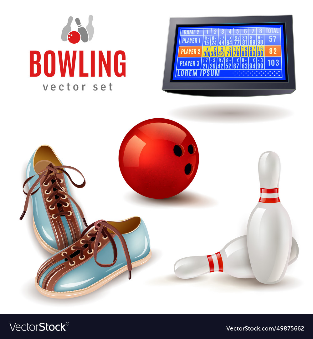 Bowling icons set Royalty Free Vector Image - VectorStock
