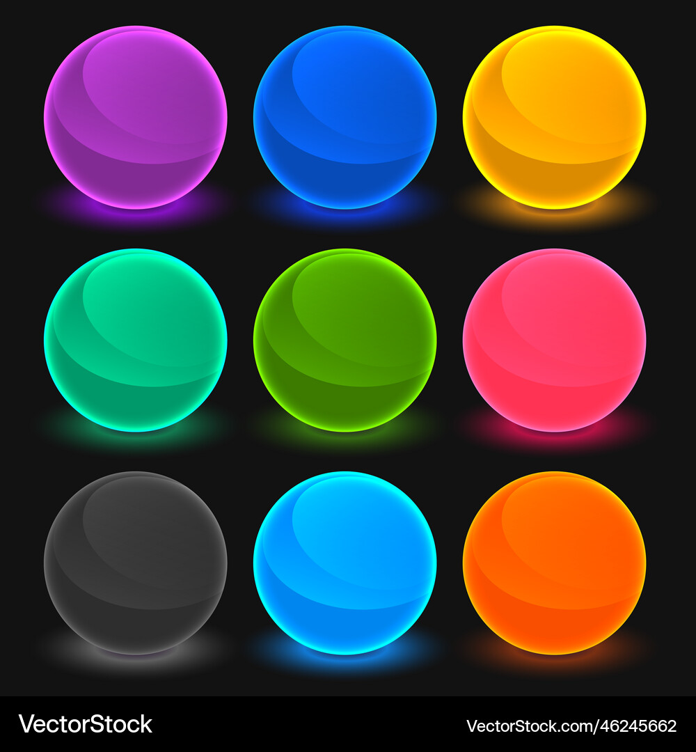 Bright toon shades buttons set Royalty Free Vector Image