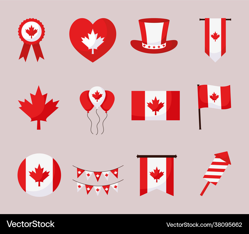 Canada day items pack Royalty Free Vector Image
