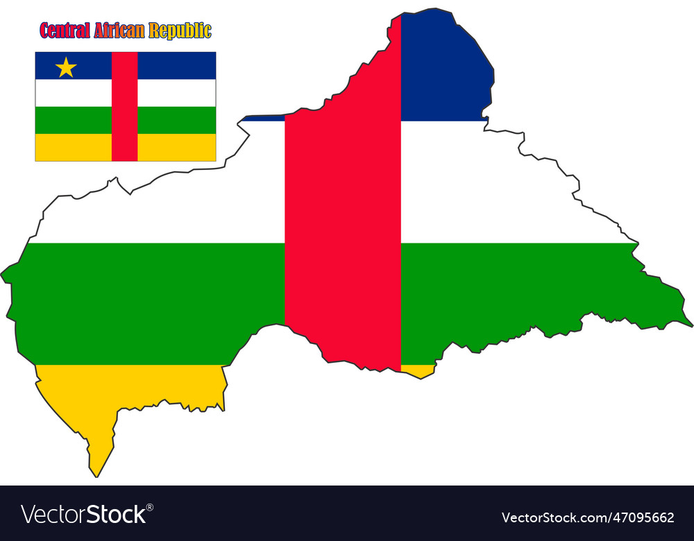 Central african republic map and flag Royalty Free Vector