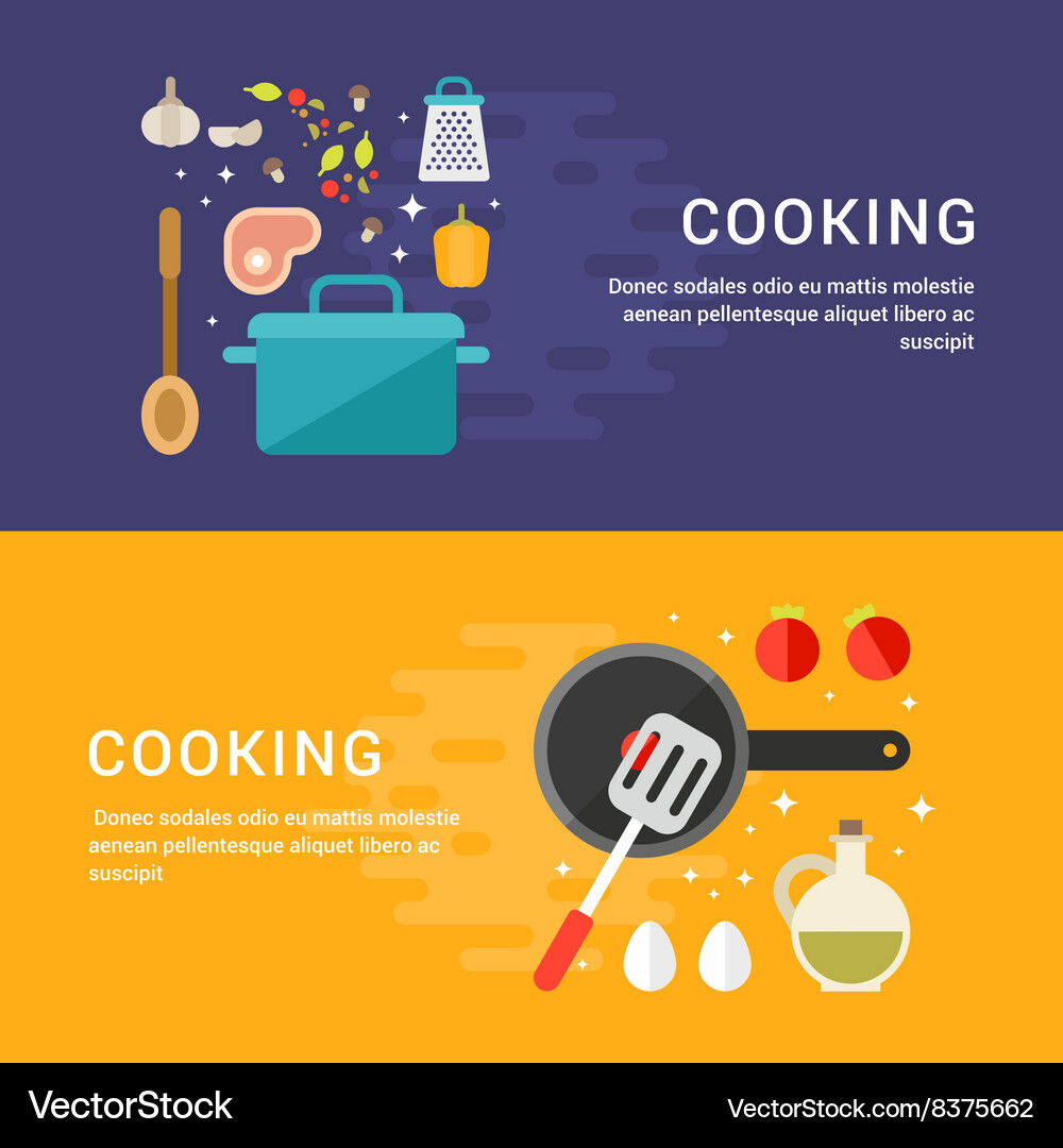Cooking concept set of flat style for web banners Vector Image