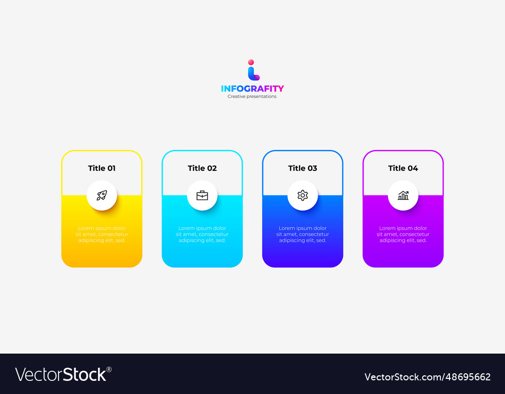 Four rectangular elements with circles placed Vector Image