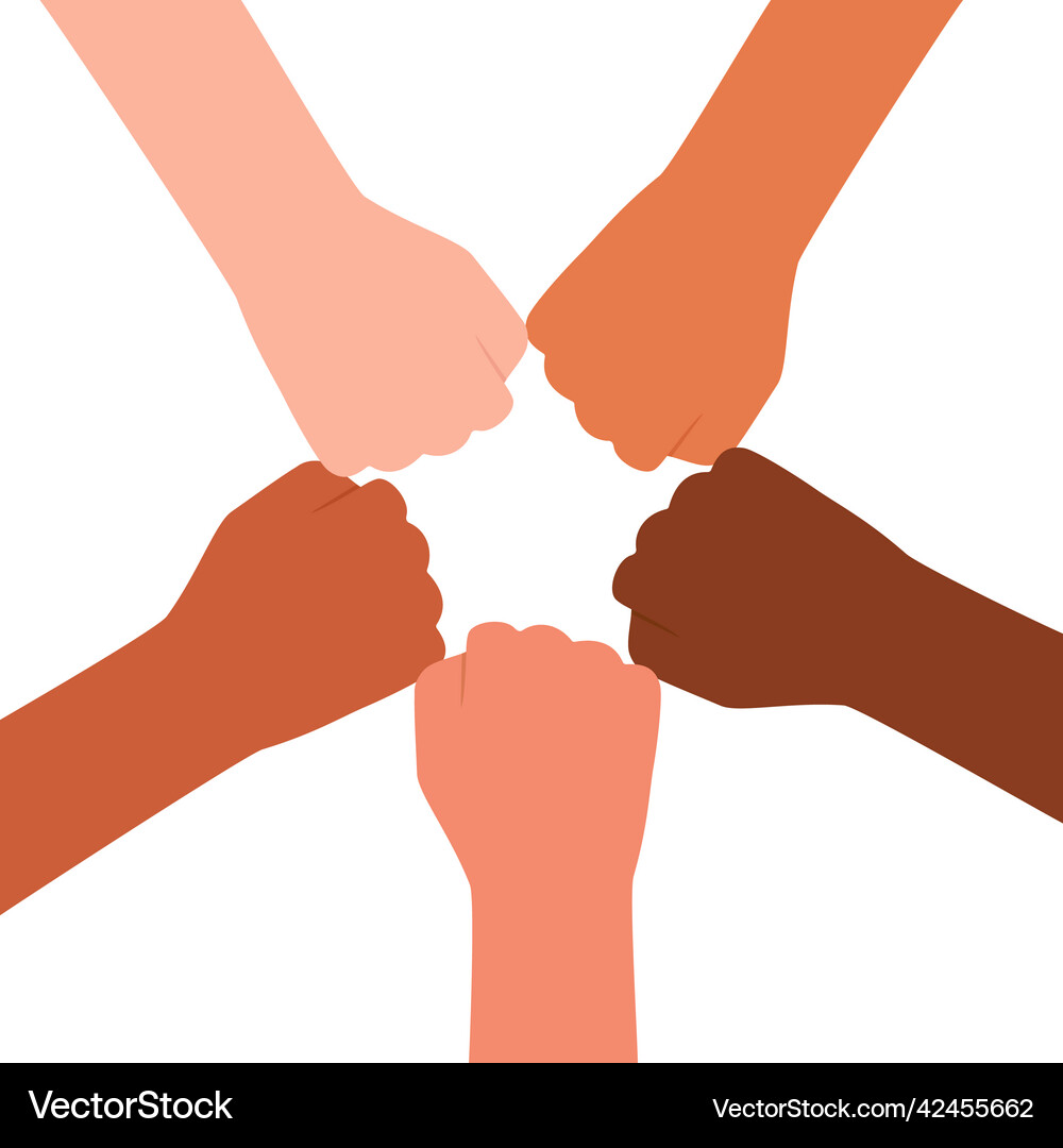 International students hands making fist bump Vector Image