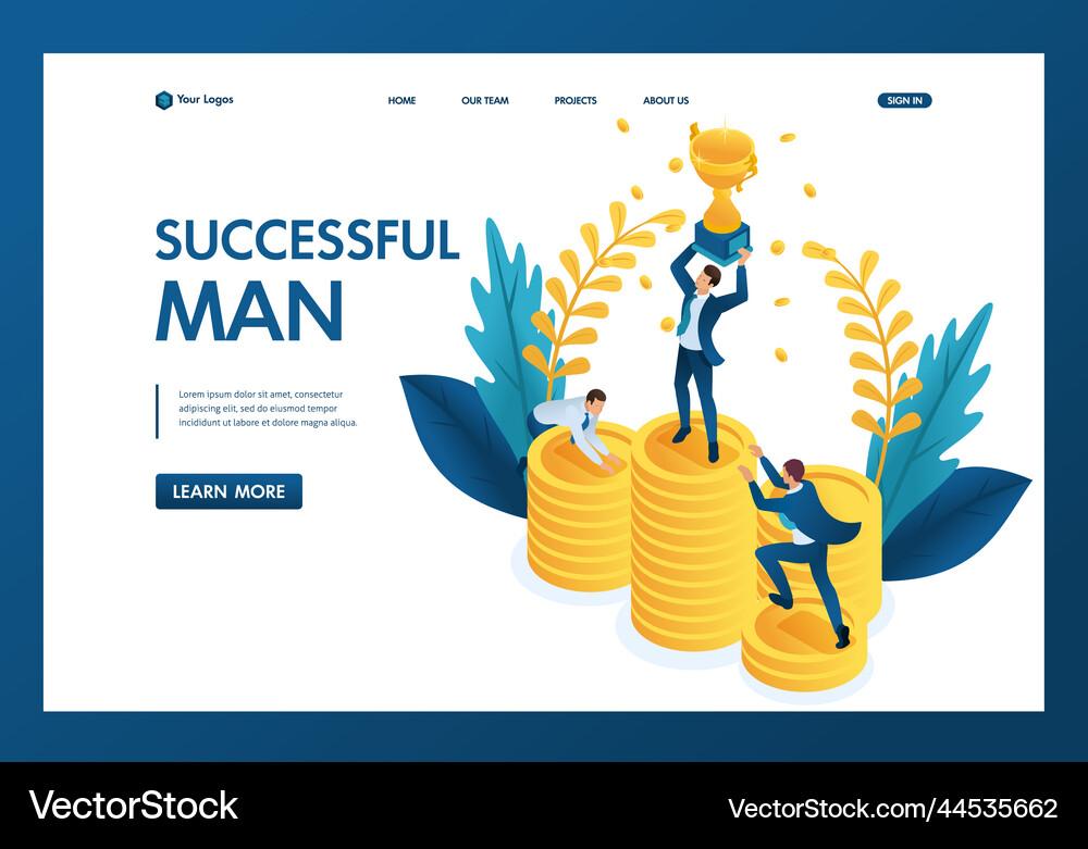 Isometric the winner with the prize competitors Vector Image