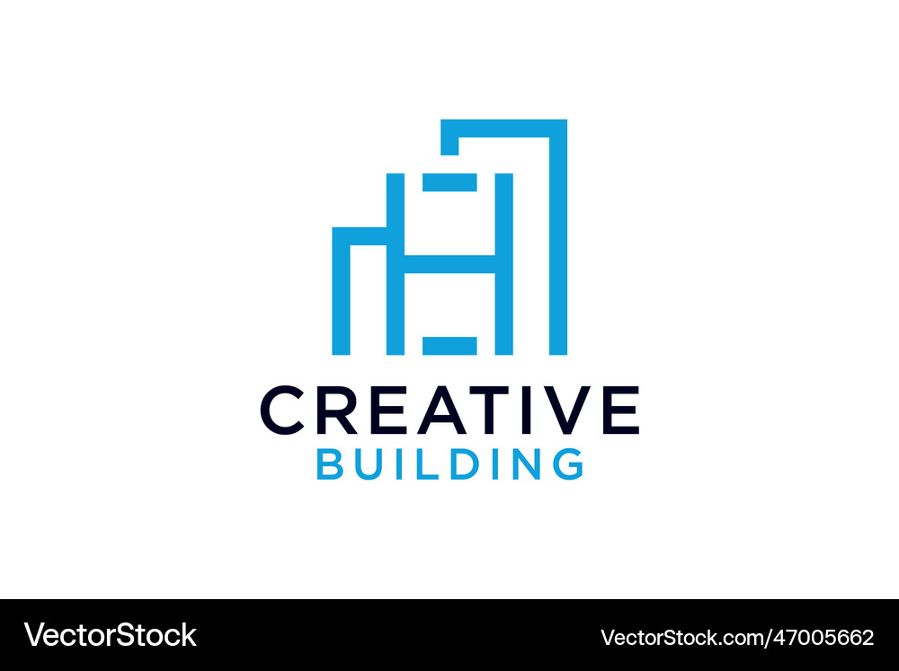 Letter h with building for construction company Vector Image