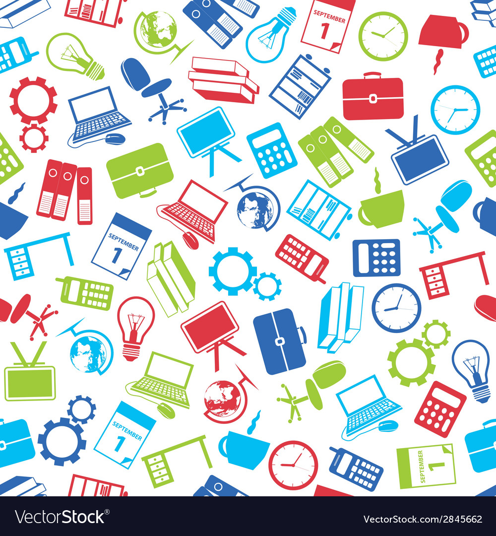 Office seamless pattern Royalty Free Vector Image