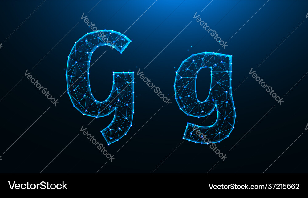 Polygonal letter g on a dark blue background Vector Image