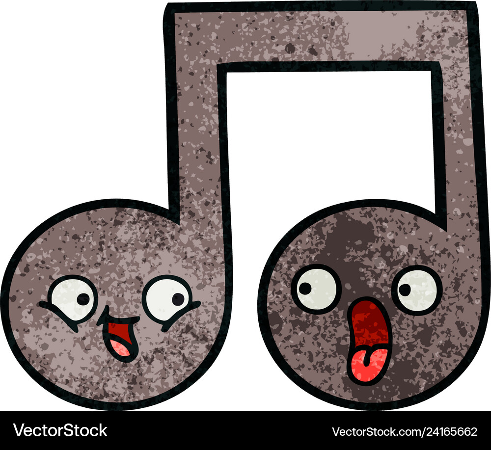 Retro grunge texture cartoon musical note Vector Image