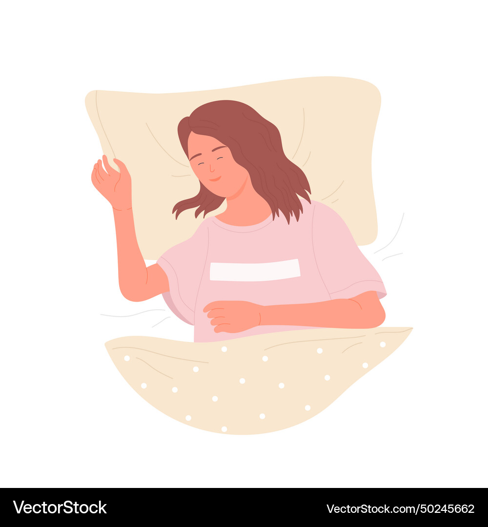 Sleeping woman in bedroom Royalty Free Vector Image