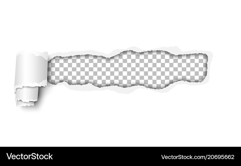 Snatched hole with torn edges and paper curl Vector Image