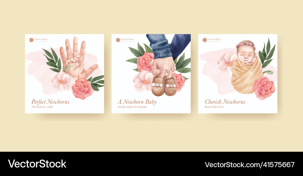 Banner template with newborn baby Royalty Free Vector Image