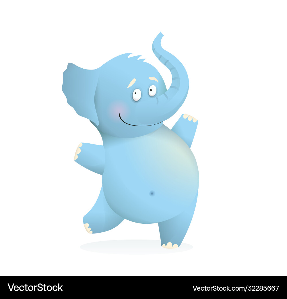 Blue elephant funny cute bacharacter for kids Vector Image